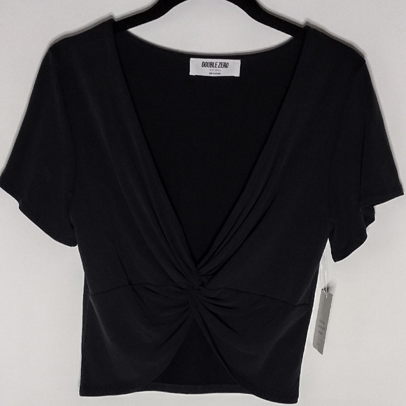 Double Zero | Tops | Nwot Black Short Sleeve Crop Top | Poshmark